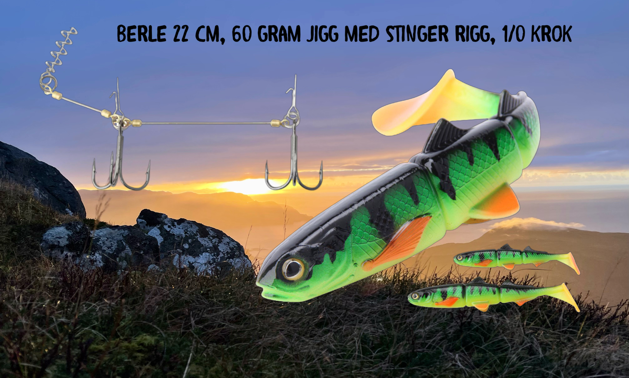 BERLE, 22cm, 60 grams jigg med rigg 2 kroker - Ocean Eagle